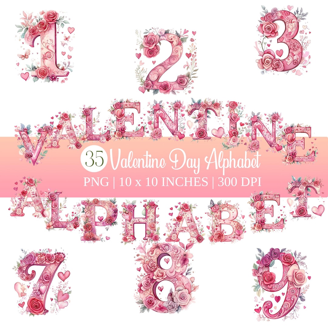 Valentine's Day Alphabet Clip Art | Letters and Digits Clipart ...