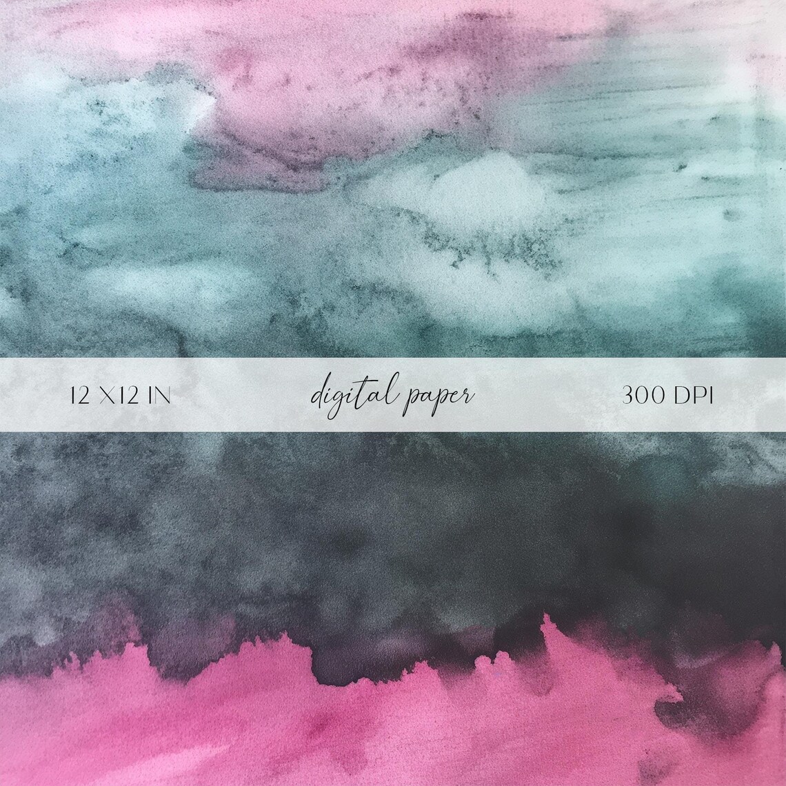 Magenta Teal & Charcoal Watercolor Texture | Red Violet Blue Green Ash ...