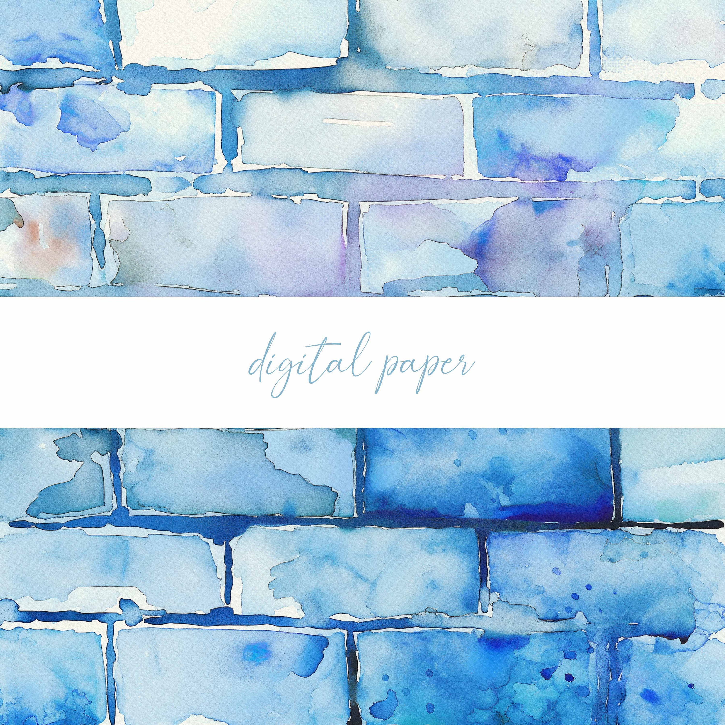 Brick Wall Watercolor Digital Paper Stone Masonry Abstract Background ...
