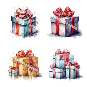 Christmas Presents Watercolor Clipart Holiday Celebration Gift JPG ...