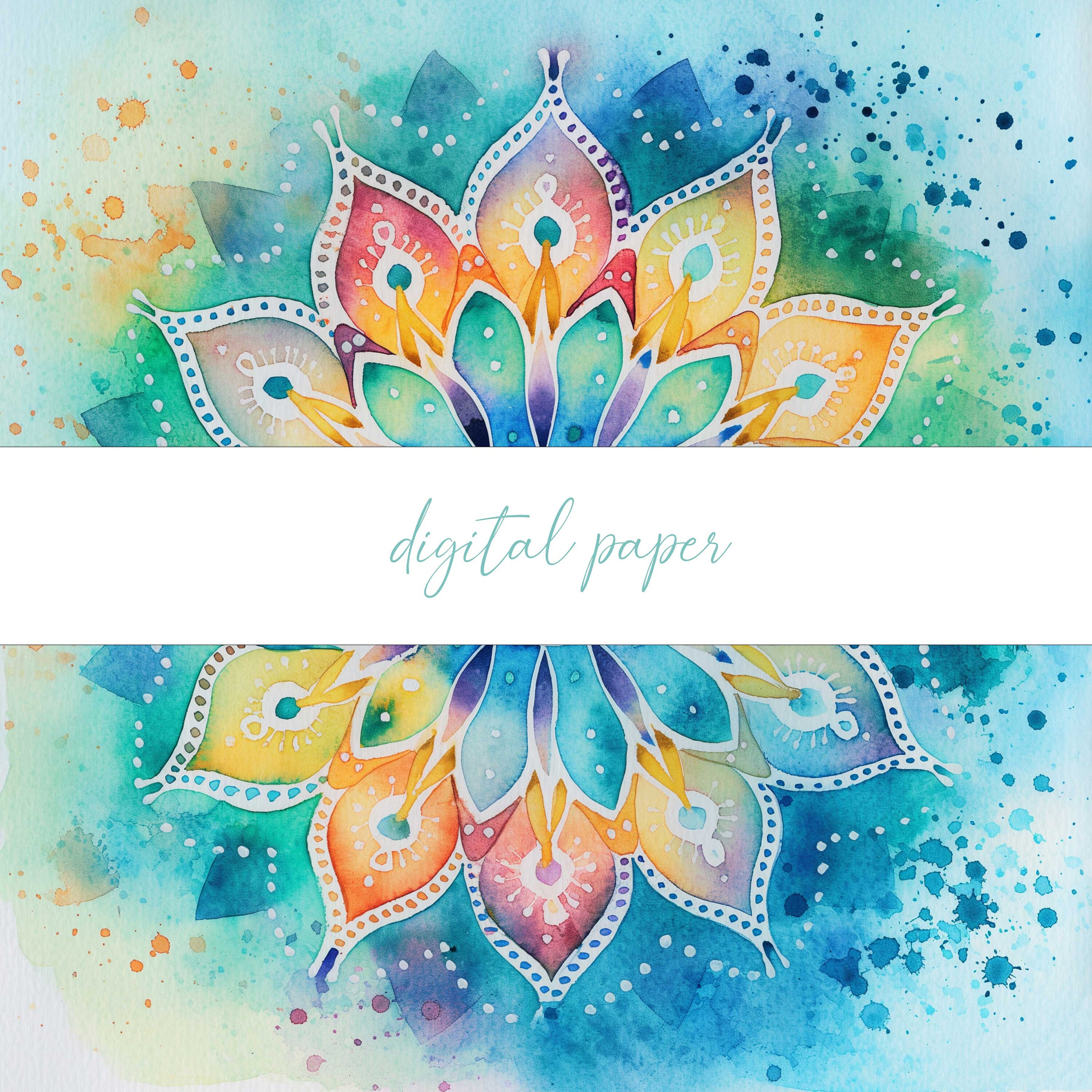 Mandala Watercolor Digital Paper | Modern Abstract Background Texture ...