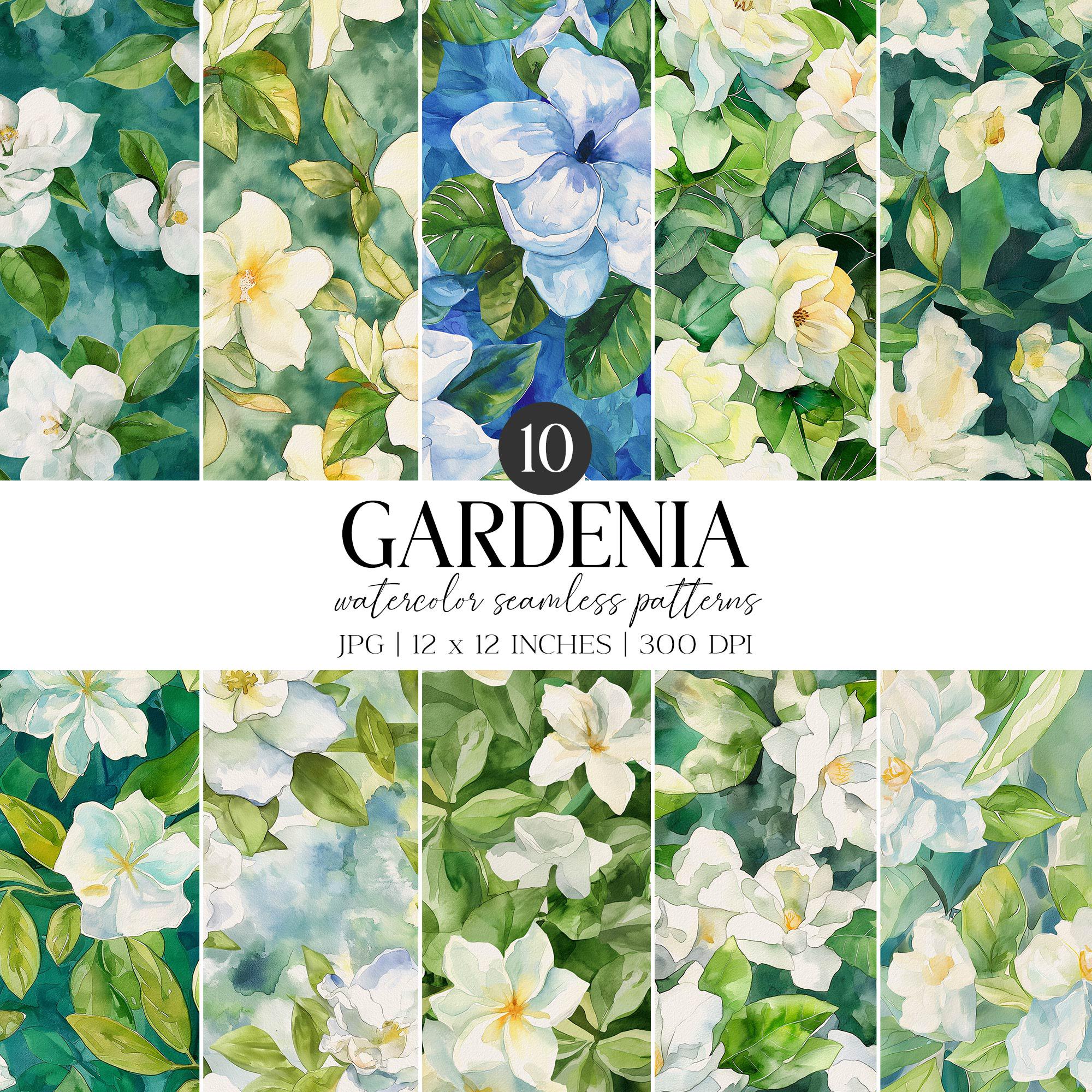 Gardenia Watercolor Seamless Pattern | Floral Digital Paper (JPG) - Etsy