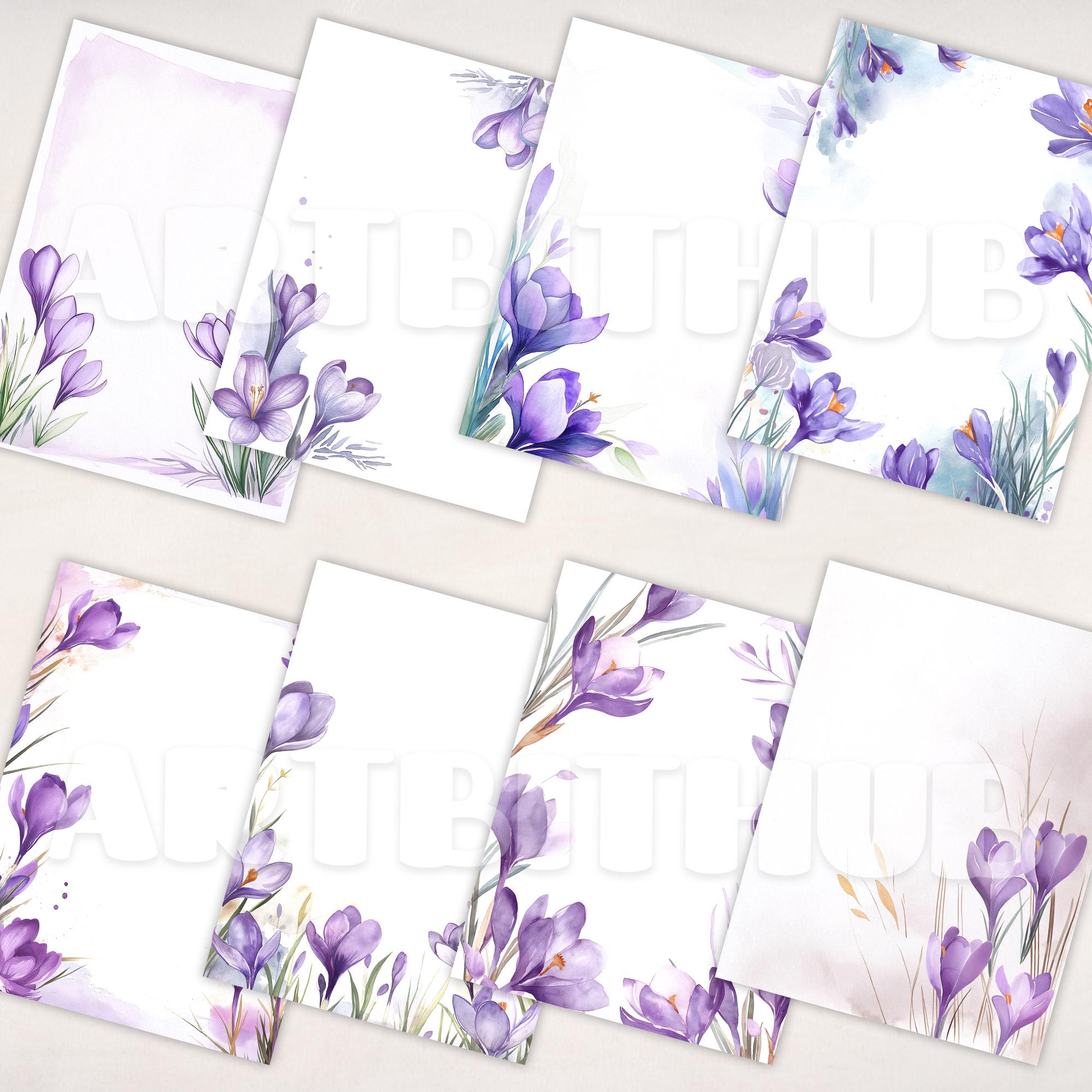 Crocus Bloom Watercolor Journal Pages | Flower & Greenery JPG Digital ...