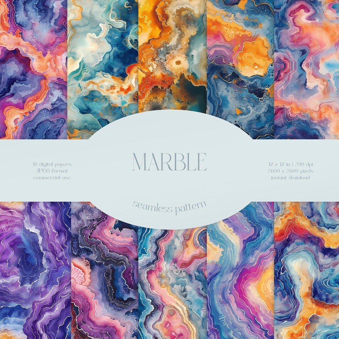 Marble Watercolor Seamless Pattern Collection Abstract Stratum Digital ...