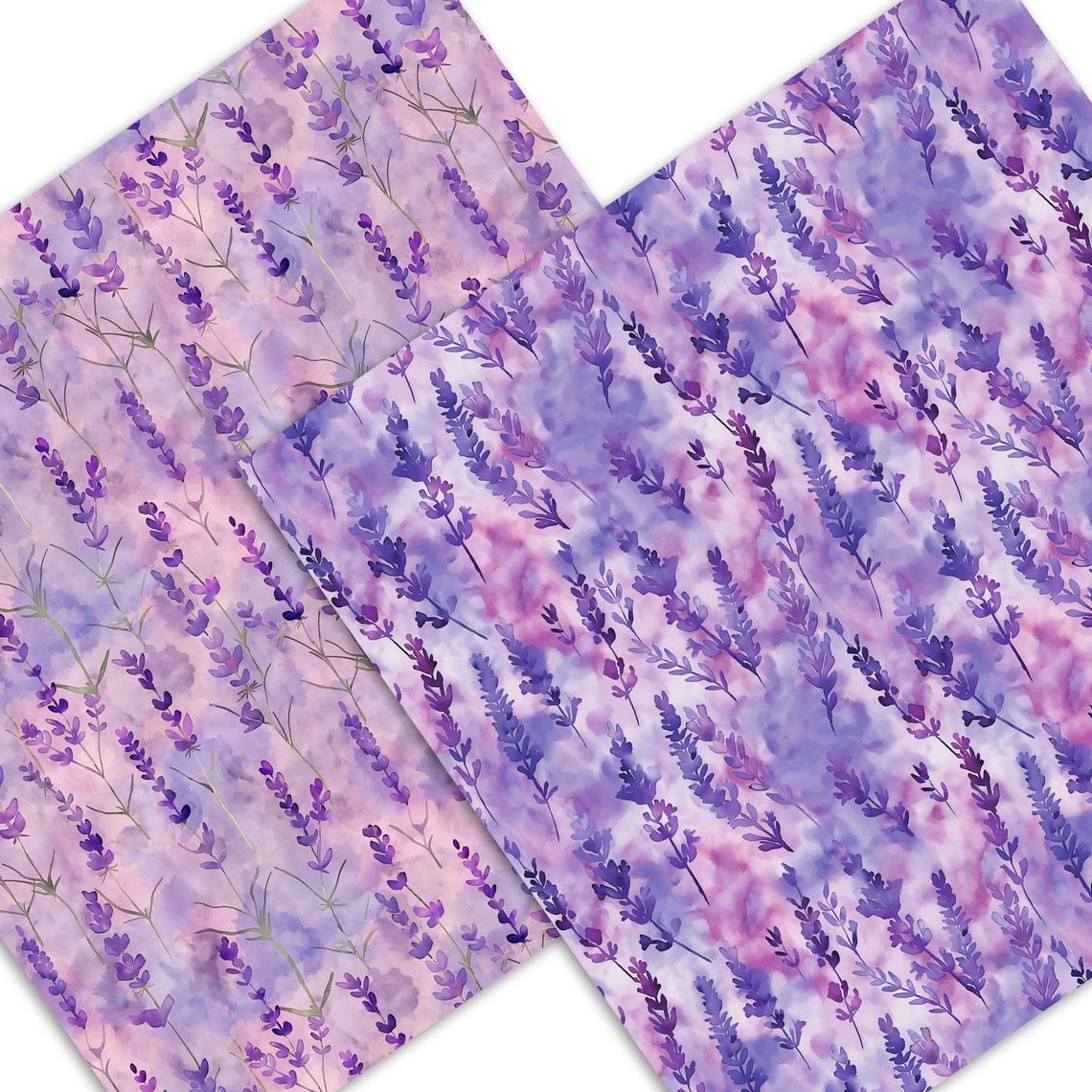 Lavender Watercolor Seamless Pattern | Floral & Greenery JPG Digital ...