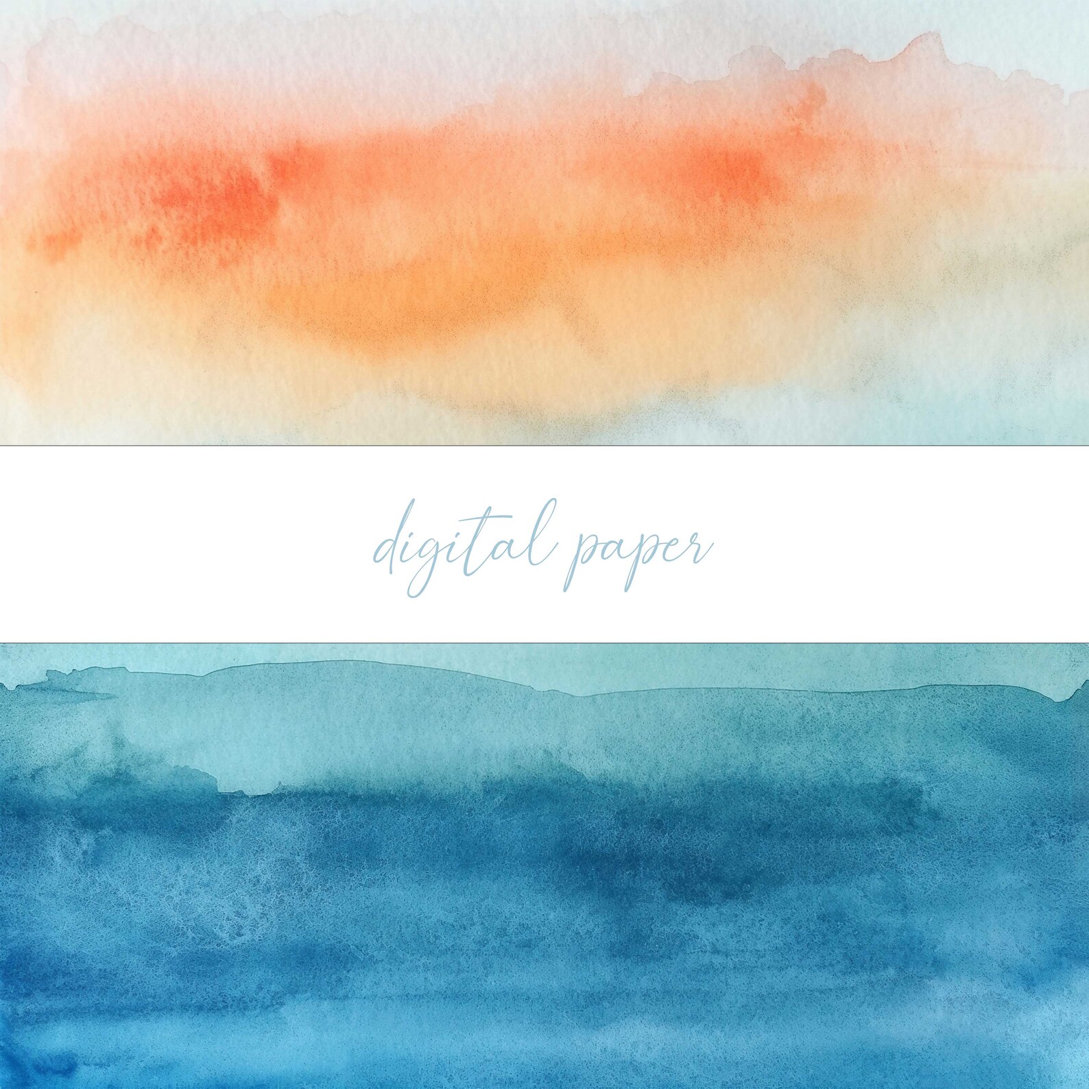 Sky Hues Watercolor Digital Paper Air & Wind Tones Abstract Background ...