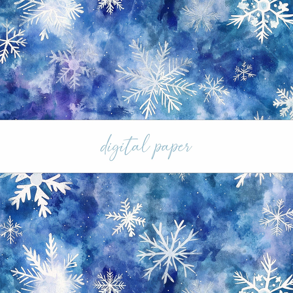 Snowflakes Watercolor Digital Paper | Winter Snow Abstract Background ...