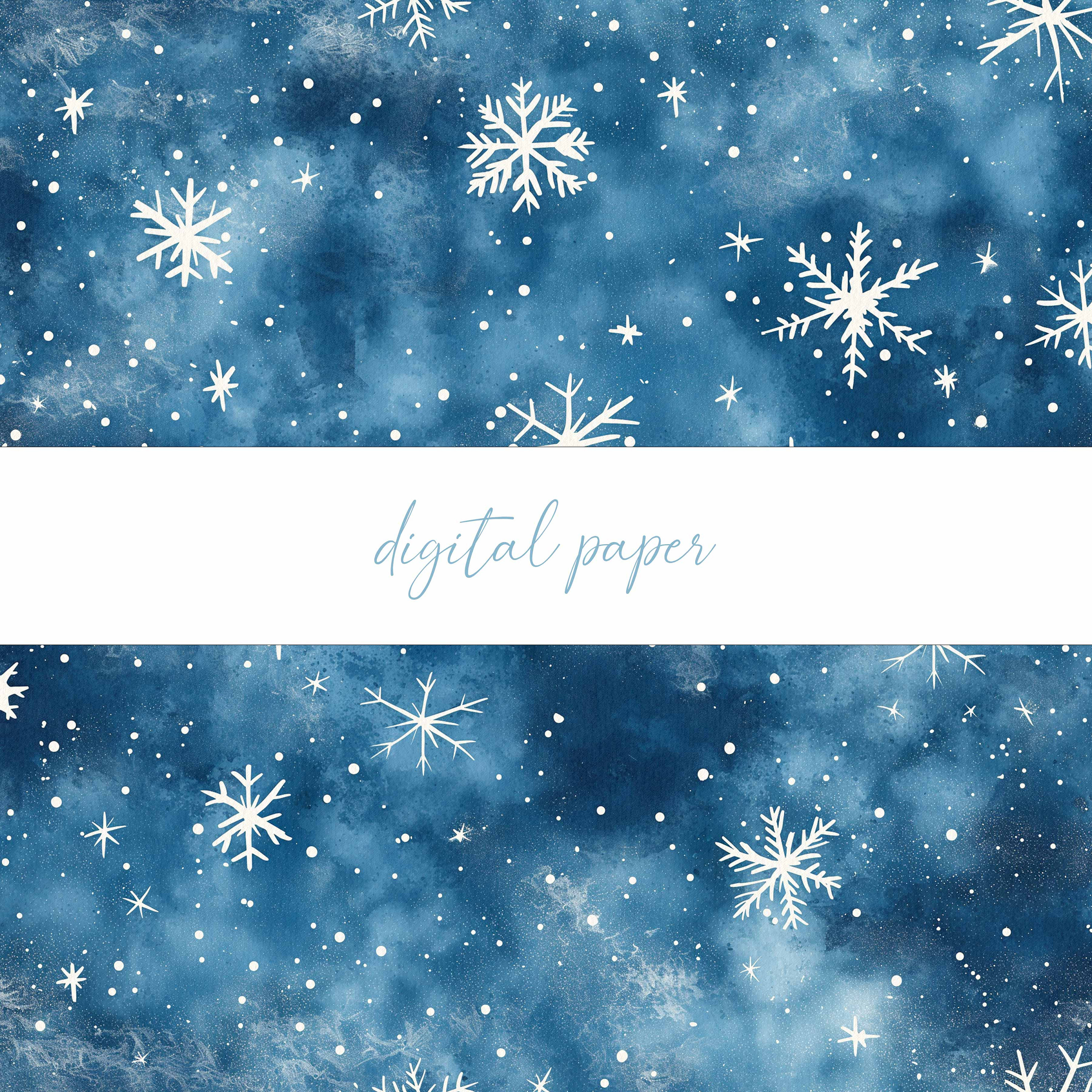 Snowflakes Watercolor Digital Paper | Winter Snow Abstract Background ...