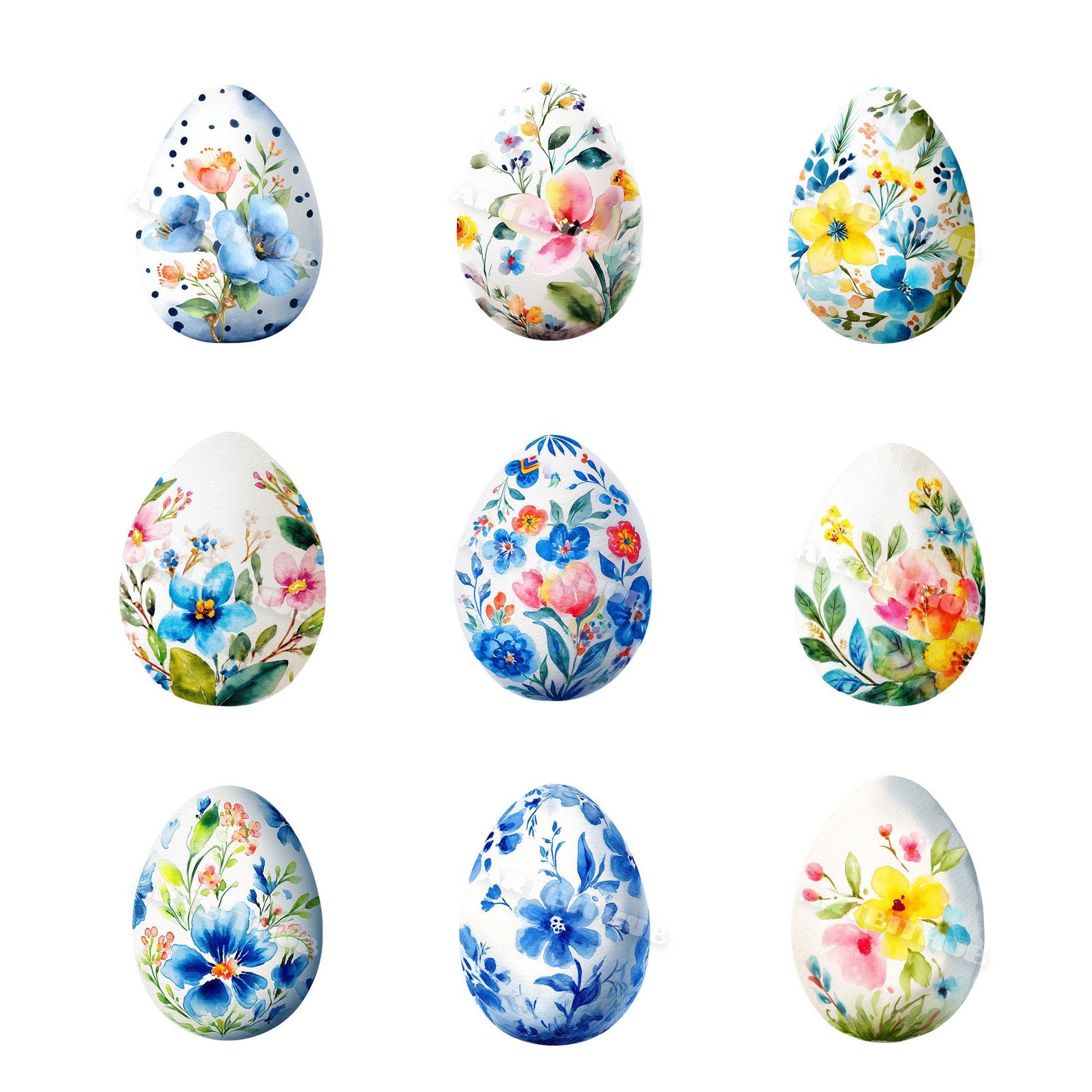 Floral Easter Eggs Watercolor Clip Art | Boho Holiday Flower ...