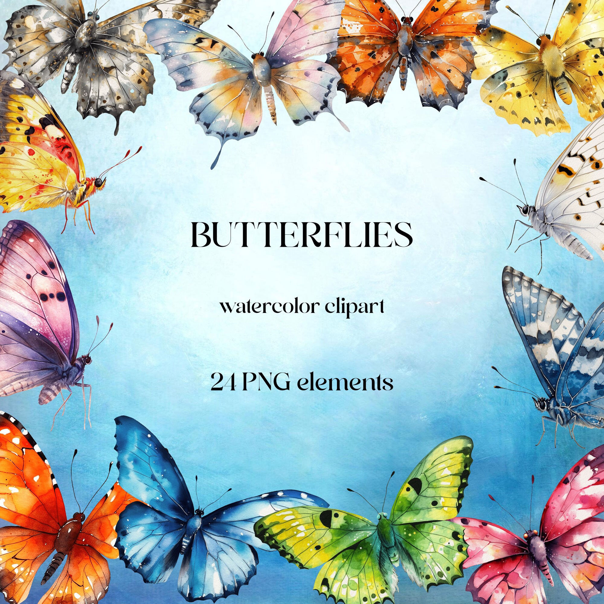 Butterflies Watercolor Clipart - Butterfly Illustration PNG Collection ...