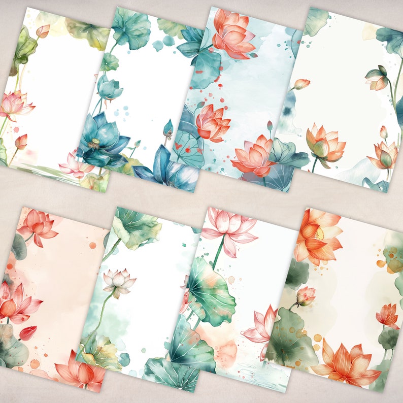 Lotus Bloom Watercolor Journal Pages Water Flower & Greenery JPG ...