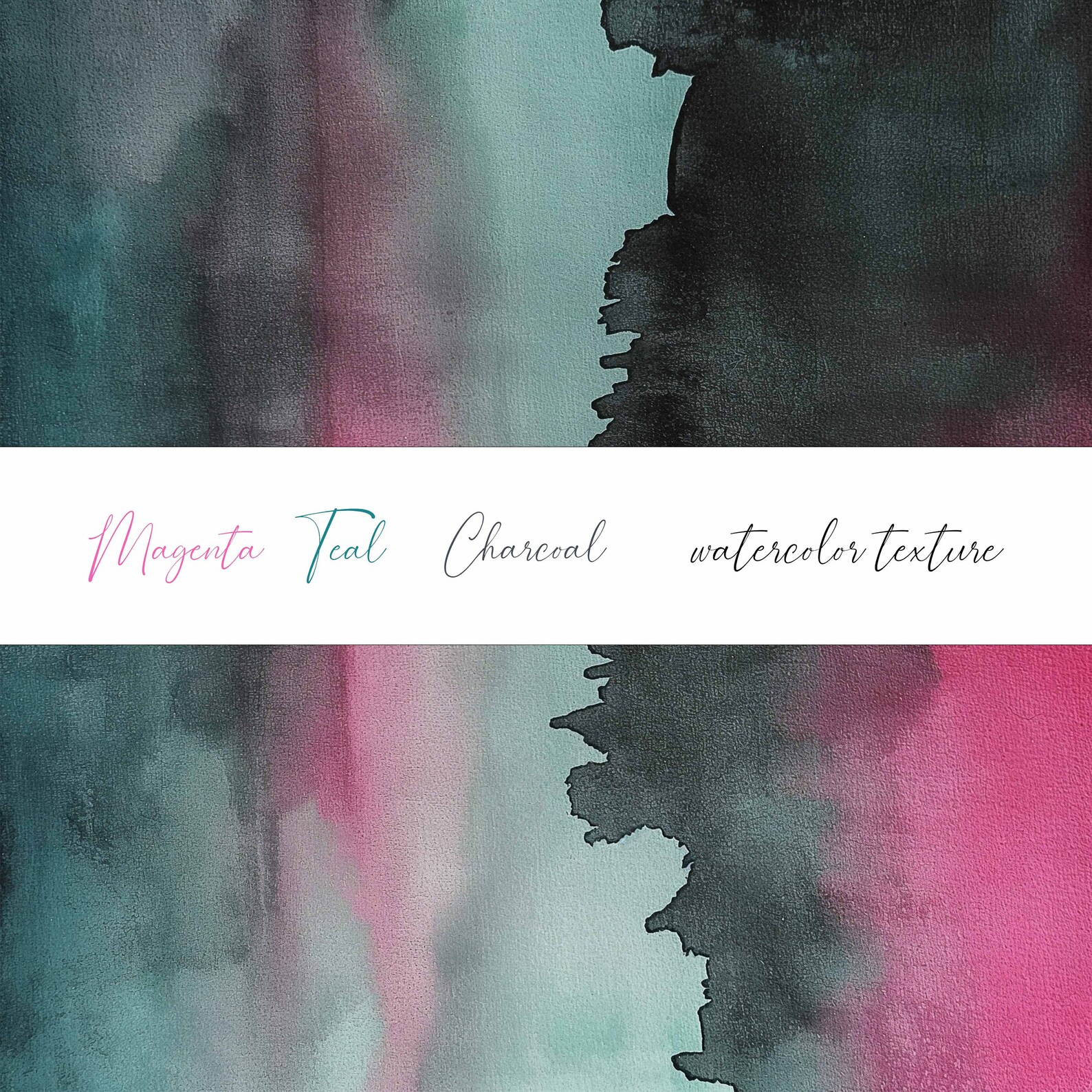 Magenta Teal & Charcoal Watercolor Texture | Red Violet Blue Green Ash ...