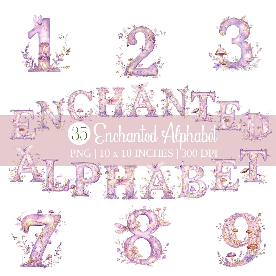 Enchanted Alphabet Clip Art | Dreamy Pastels Letters & Digits | English ...