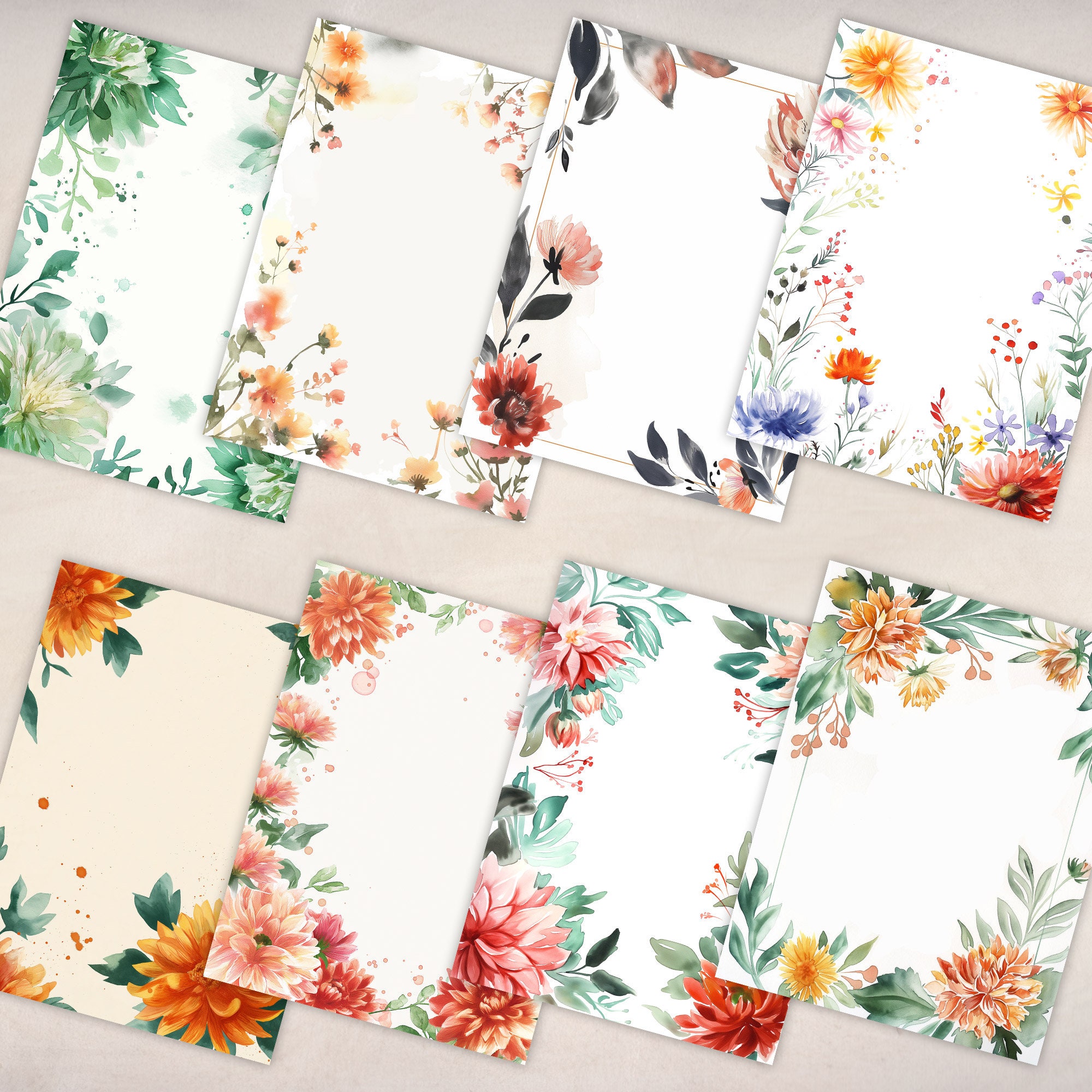 Dahlia Bundle Watercolor Journal Pages Asteraceae Flower & Greenery JPG ...