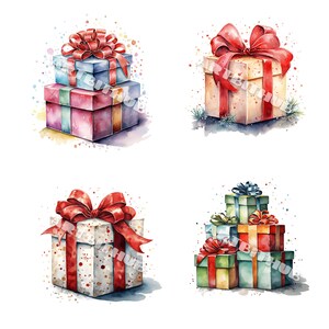 Christmas Presents Watercolor Clipart Holiday Celebration Gift JPG ...