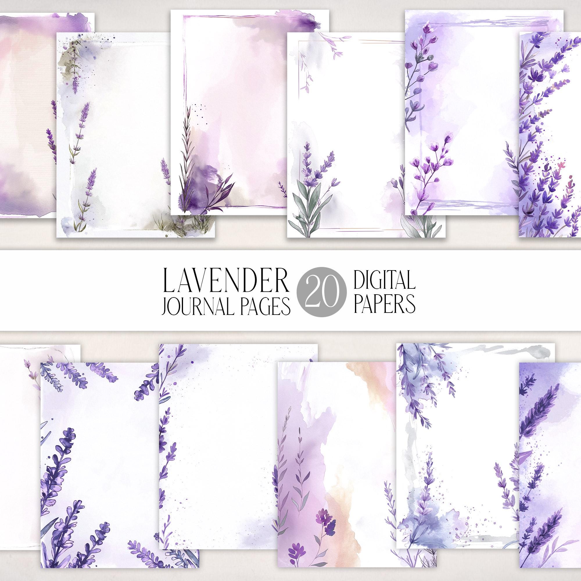 Lavender Watercolor Journal Pages | Floral Scrapbook Digital Paper Pack ...