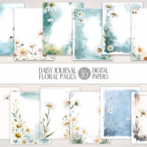 Daisy Journal Watercolor Digital Paper Pack | Floral Journal Pages ...