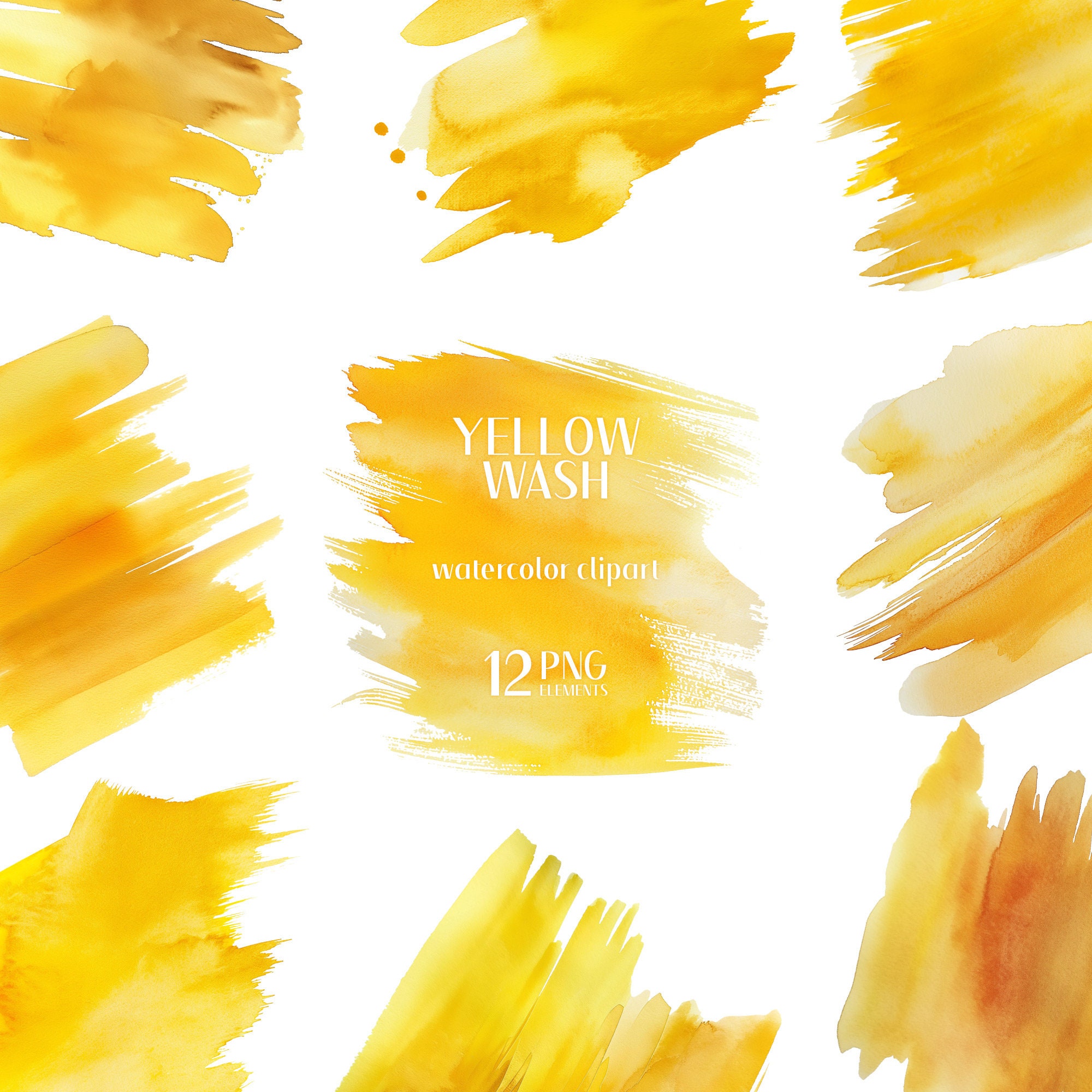 Yellow Wash Watercolor Clipart Amber Tan Brush Stroke Transparent PNG ...