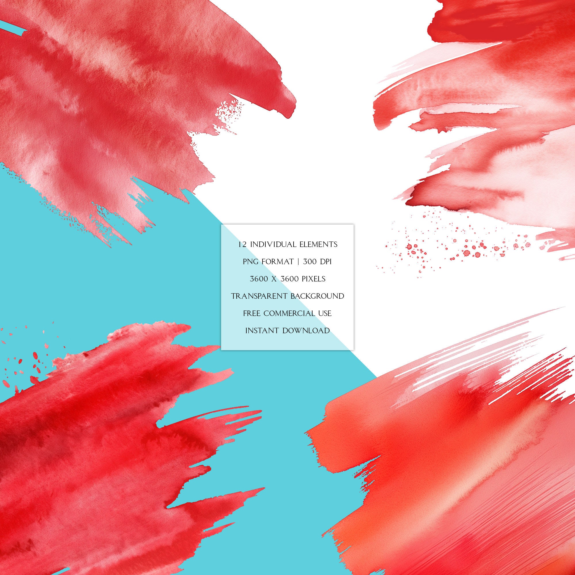 Red Wash Watercolor Clipart | Rose Crimson Brush Strokes Transparent ...