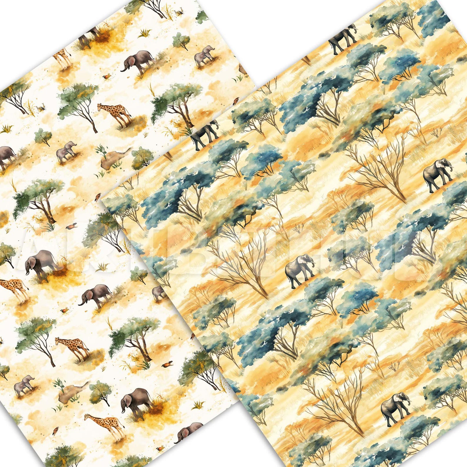 Wild Safari Seamless Pattern | Savannah Creatures JPG Digital Paper ...