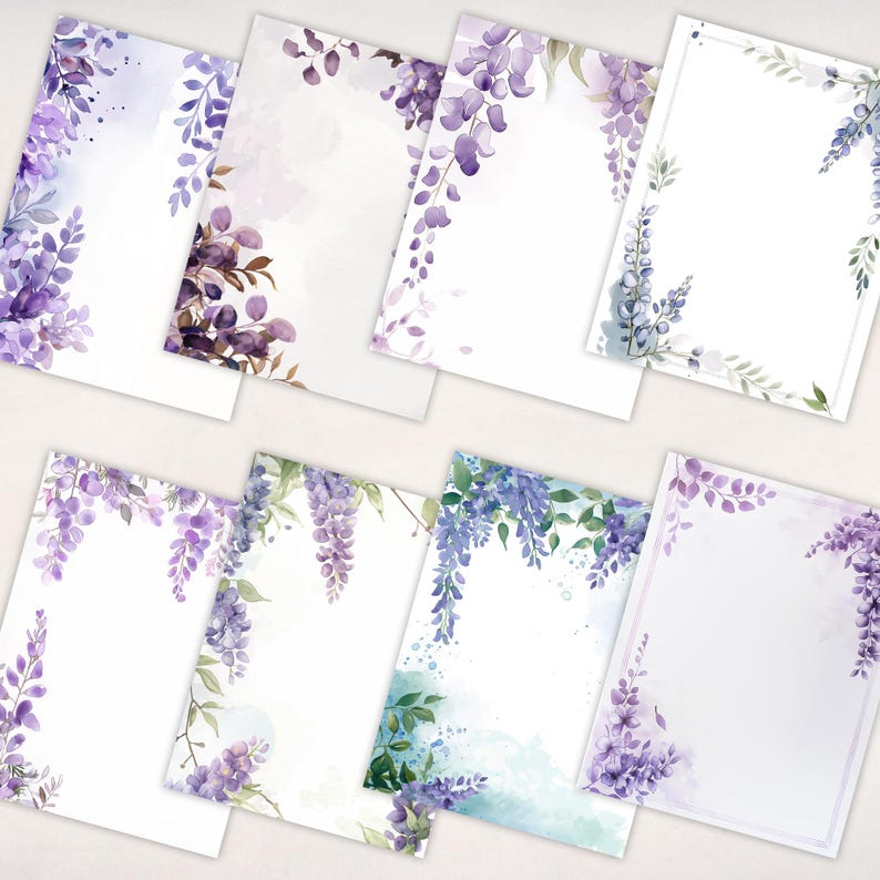 Wisteria Watercolor Journal Pages | Glycine Flower & Greenery JPG ...