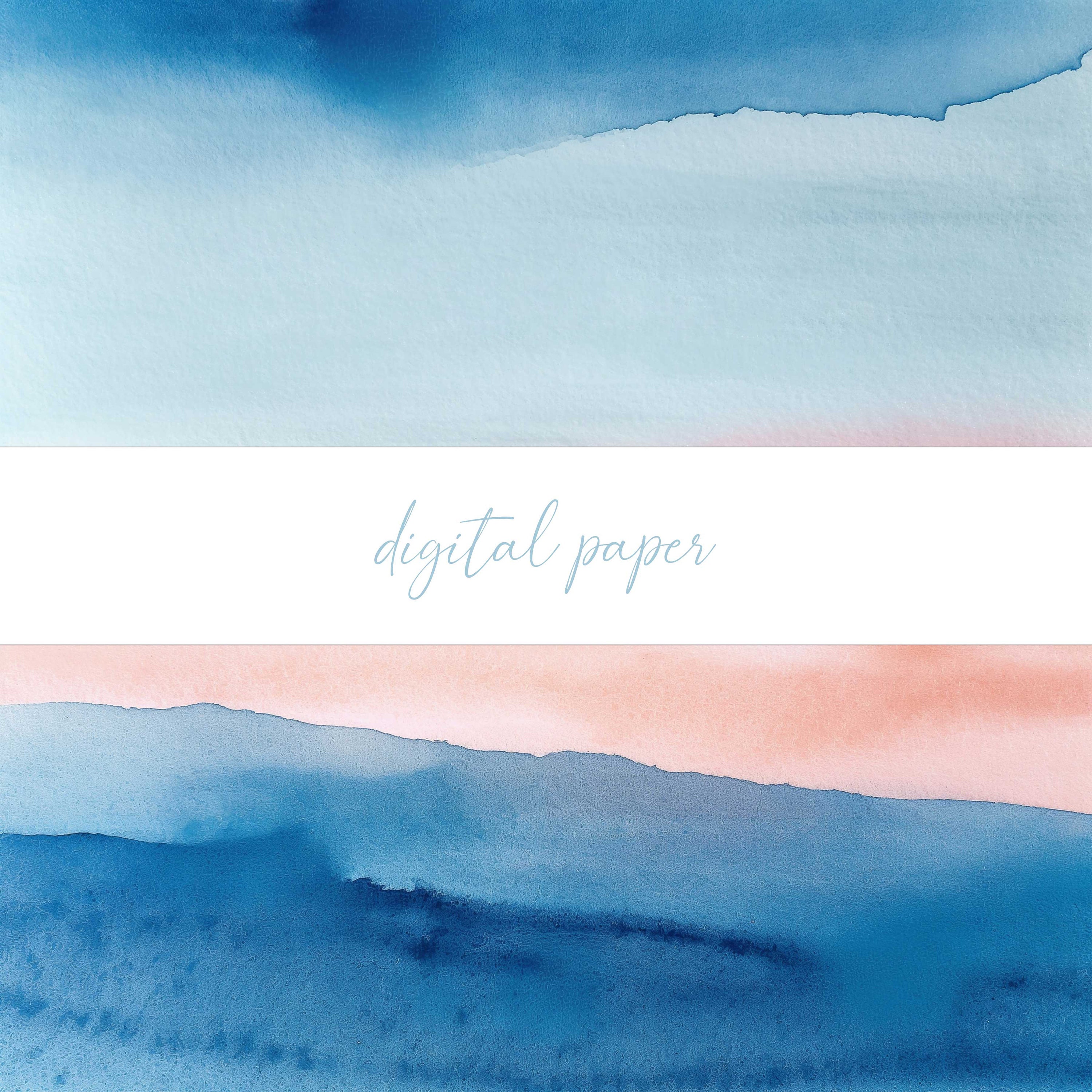 Sky Hues Watercolor Digital Paper Air & Wind Tones Abstract Background ...