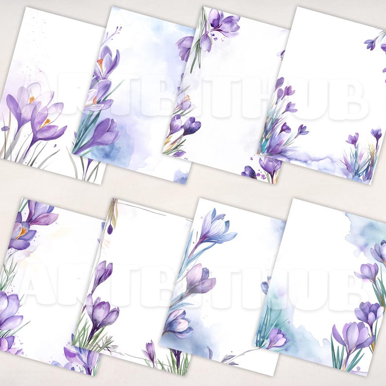 Crocus Bloom Watercolor Journal Pages | Flower & Greenery JPG Digital ...
