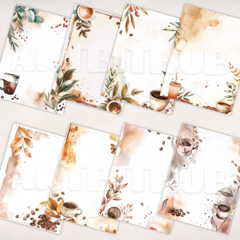 Coffee Reflections Watercolor Journal Pages | Greenery JPG Digital ...