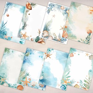 Sea Treasure Watercolor Journal Pages | Seashell & Starfish JPG Digital ...