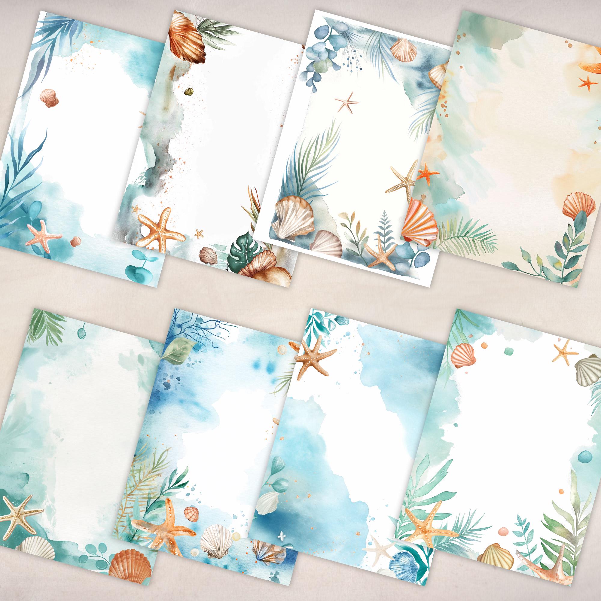 Sea Treasure Watercolor Journal Pages | Seashell & Starfish JPG Digital ...