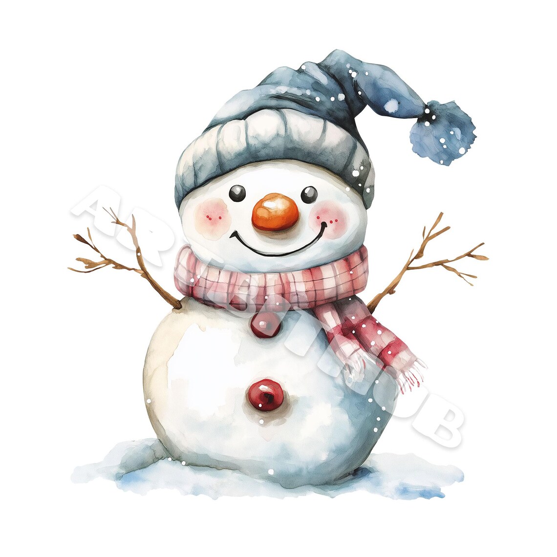 Snowman Watercolor Clipart | Winter Snowball Man PNG Set | Snow Figure ...