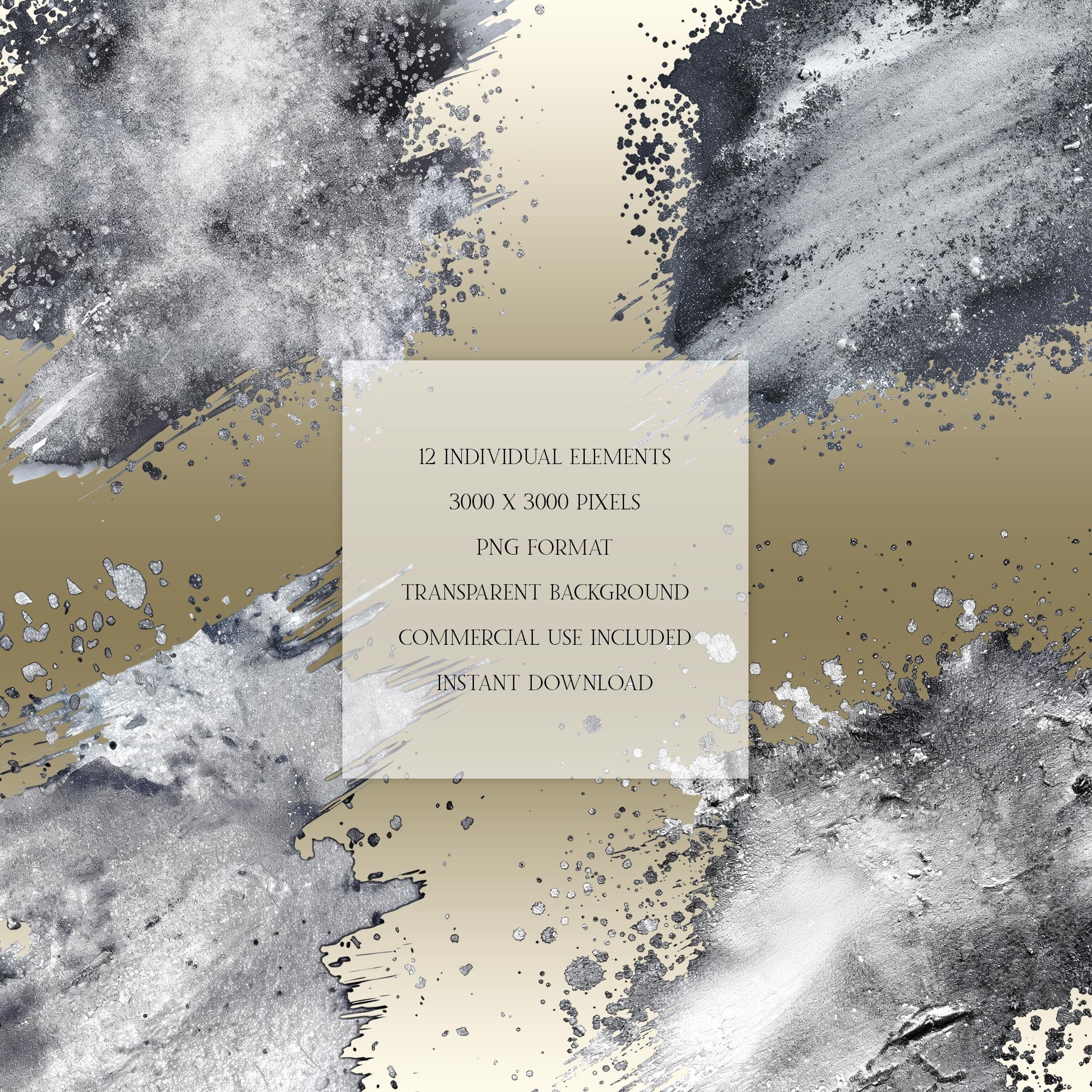 Silver Splash Watercolor Clipart | Metallic Splatter Transparent PNG ...