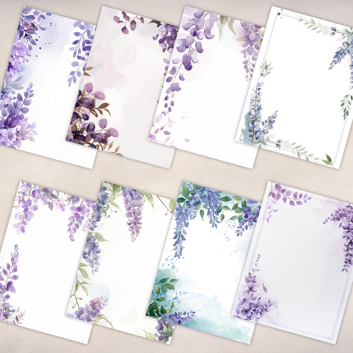 Wisteria Watercolor Journal Pages | Glycine Flower & Greenery JPG ...