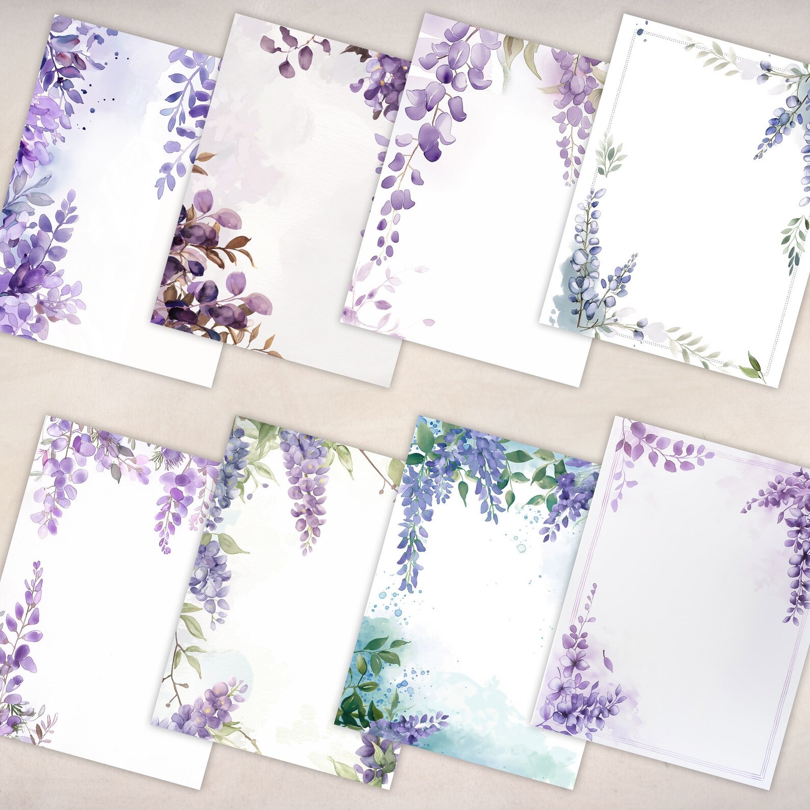 Wisteria Watercolor Journal Pages | Glycine Flower & Greenery JPG ...