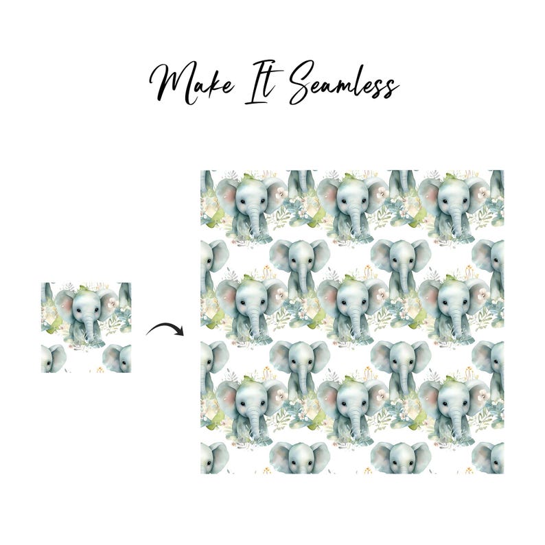 Baby Elephant Watercolor Digital Paper Pack | Safari Animal Seamless ...