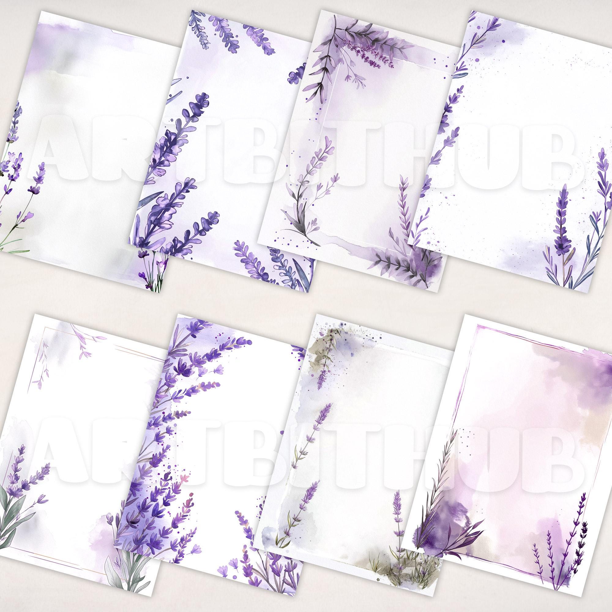 Lavender Watercolor Journal Pages | Floral Scrapbook Digital Paper Pack ...