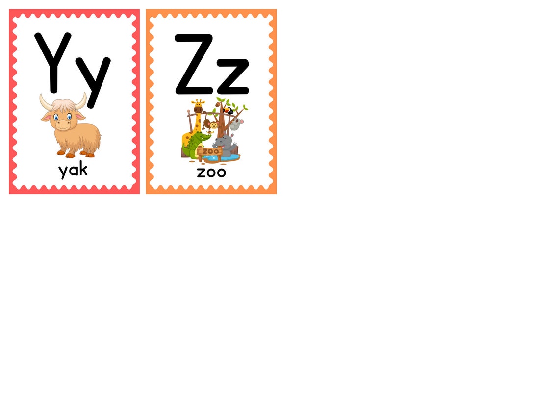 Animal Theme Alphabet Flashcards - Etsy