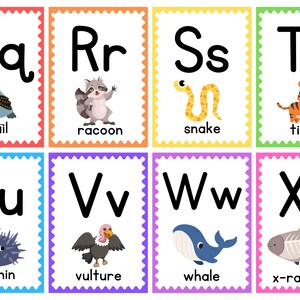 Animal Theme Alphabet Flashcards - Etsy