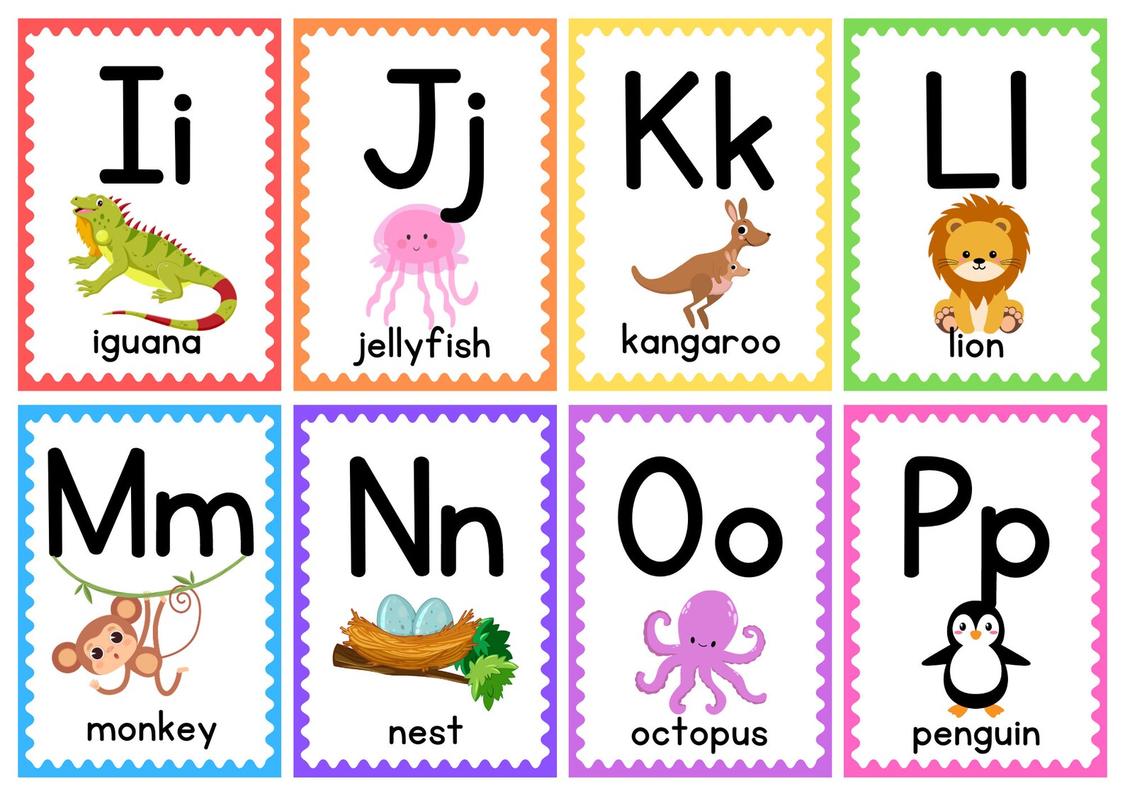 Animal Theme Alphabet Flashcards - Etsy