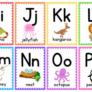Animal Theme Alphabet Flashcards - Etsy