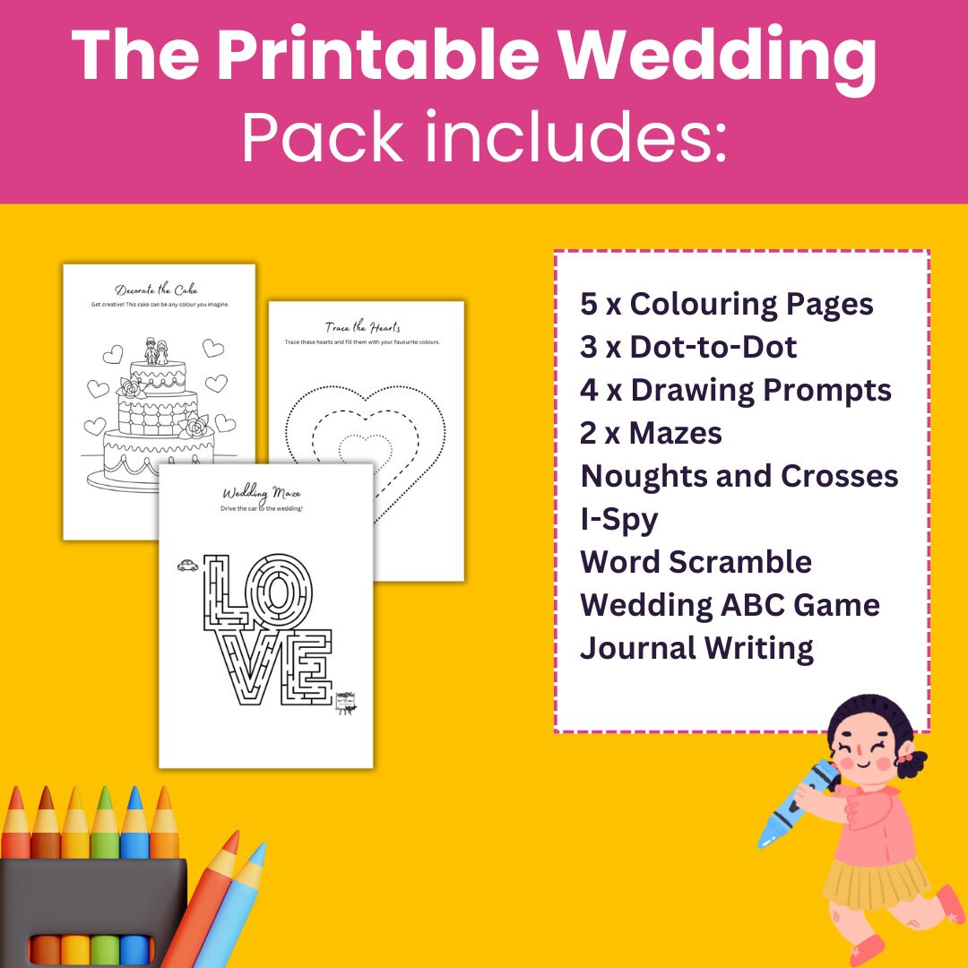 Kids Wedding Activity Book Printable Wedding Activity Pack Instant ...
