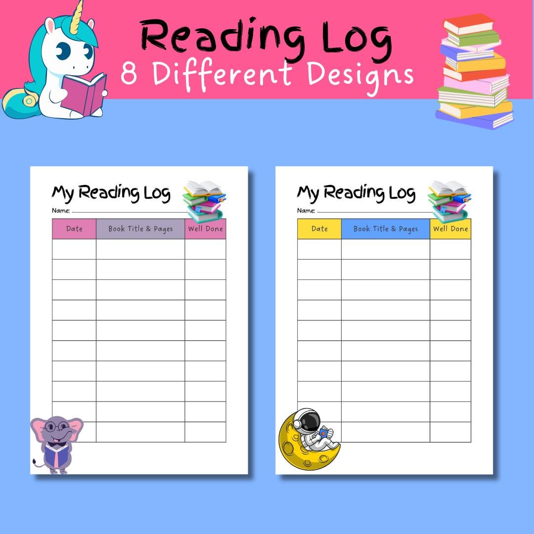 Reading Log for Kids | Reading Tracker | Reading Record for Children ...