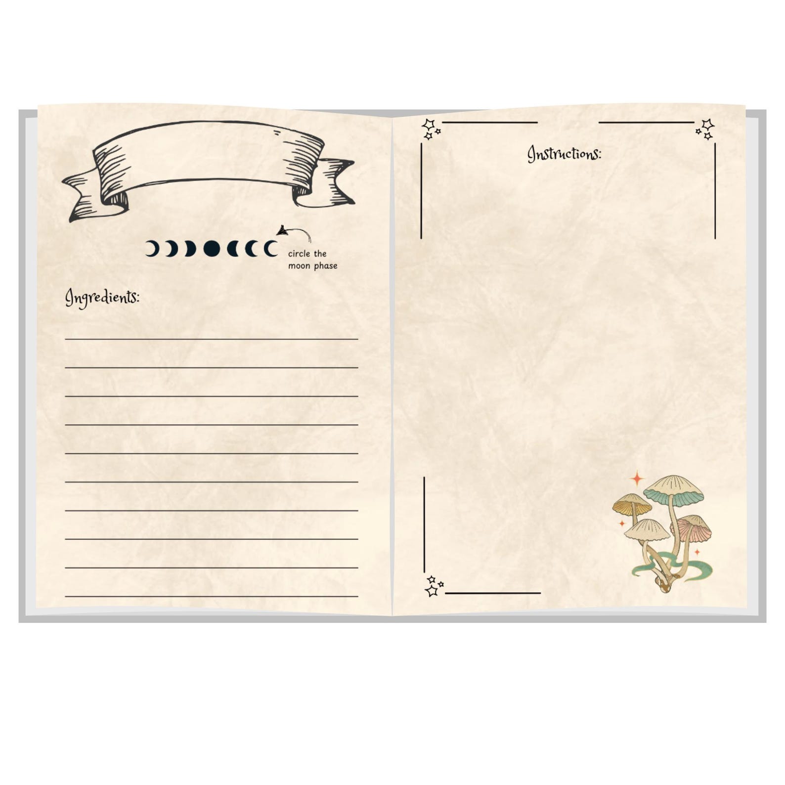 Magic Spell Book for Kids With Moon Phases | Spell Book Journal | Write ...
