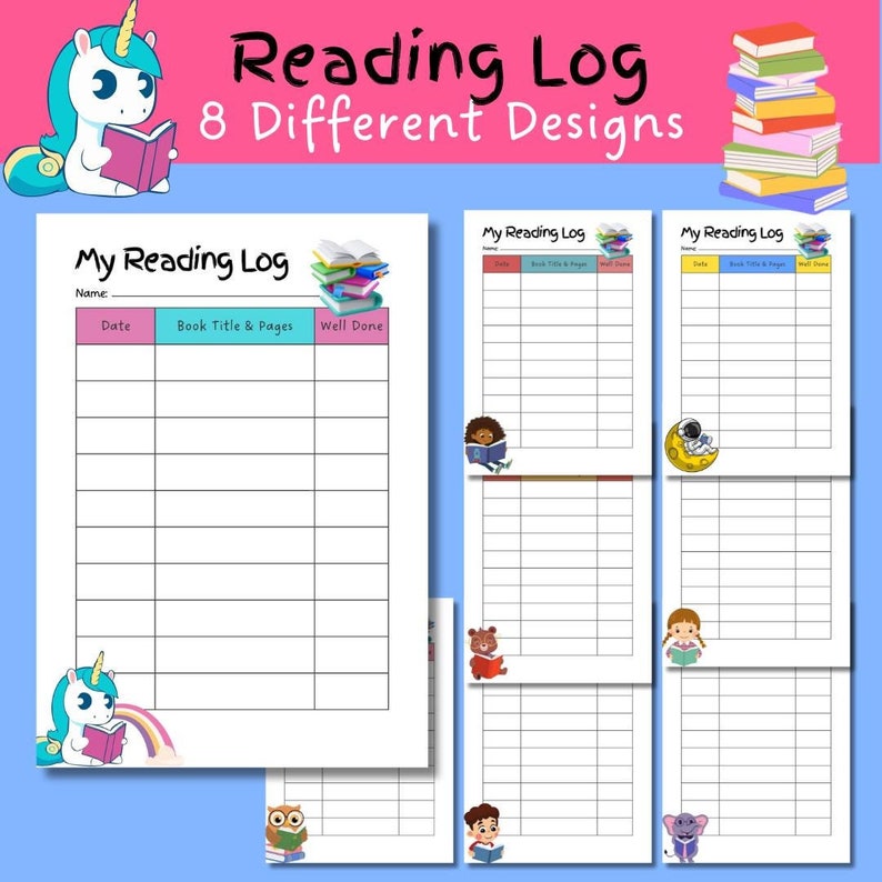 Reading Log for Kids Reading Tracker Reading Record for Children ...