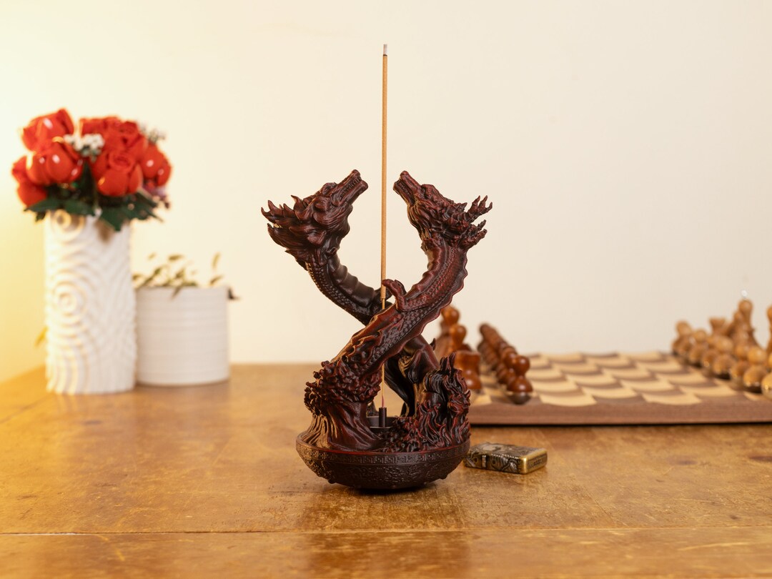 Double Dueling Dragon Incense Holder / Hand Painted / Home Decor - Etsy