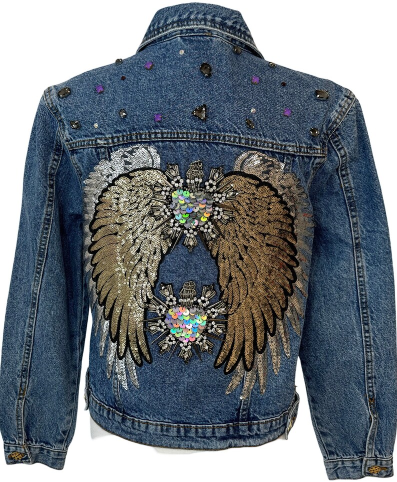 Denim Jacket With Silver Wing Denim Jacket Vintage Denim Jacket Silver ...