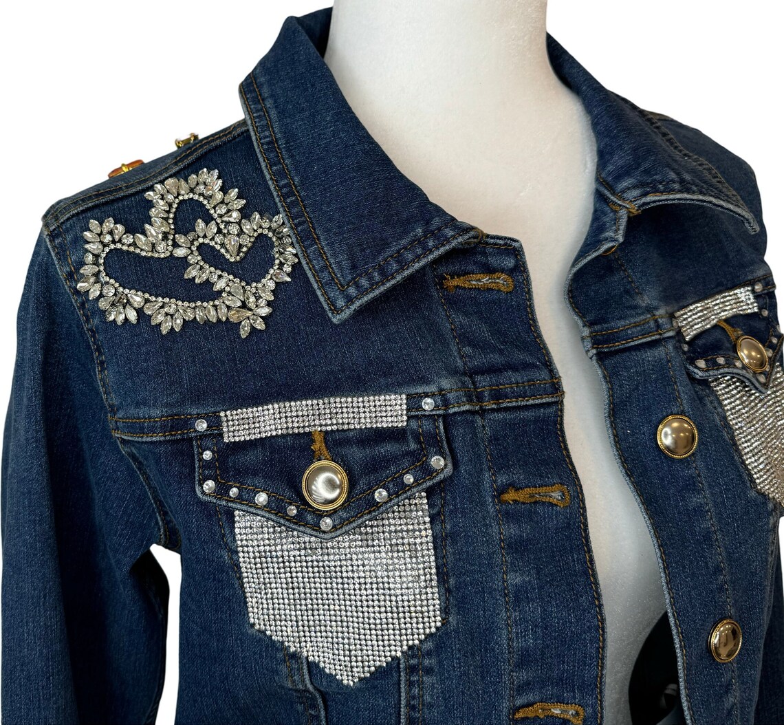 Women's Embroidered Jean Jacket With Wings Women's Silver Accented Jean ...