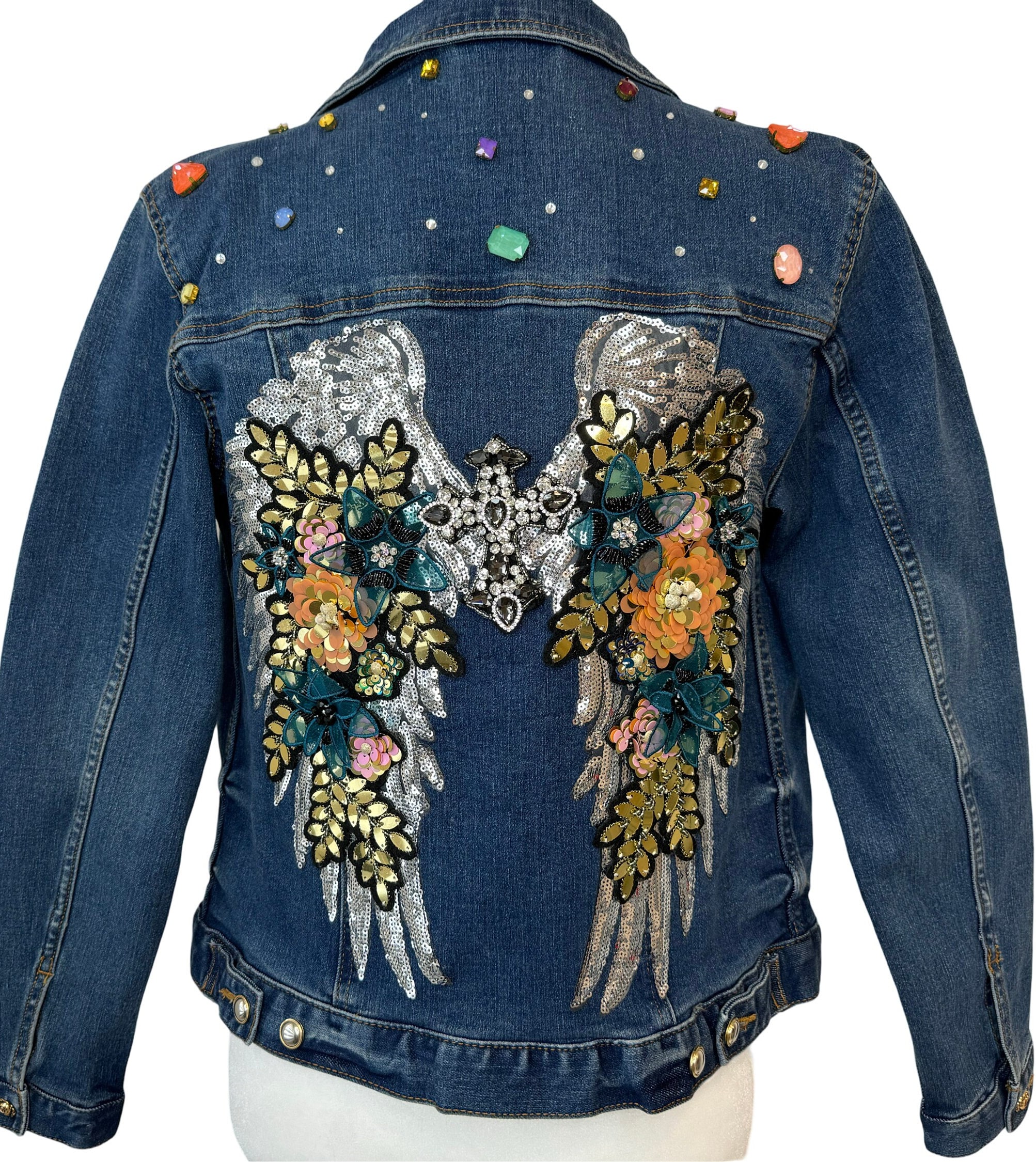 Women's Embroidered Jean Jacket With Wings Women's Silver Accented Jean ...