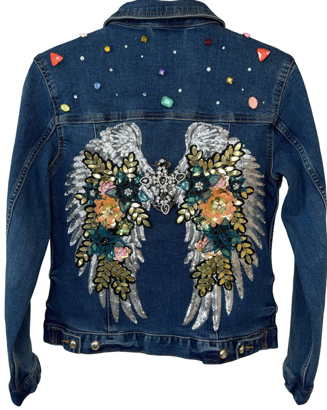 Women's Embroidered Jean Jacket With Wings Women's Silver Accented Jean ...