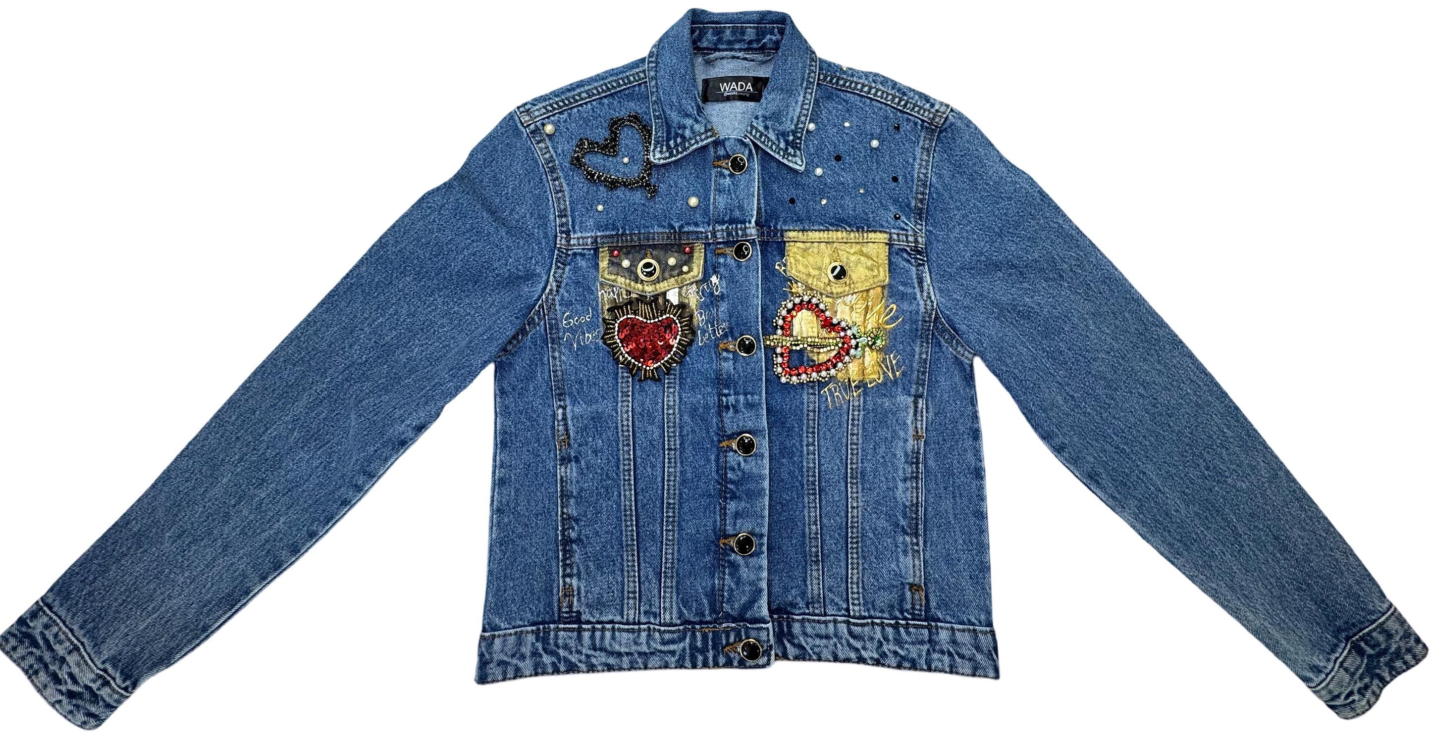 Denim Jean Jacket With Golden and Black Wing Color | Denim Jacket With ...